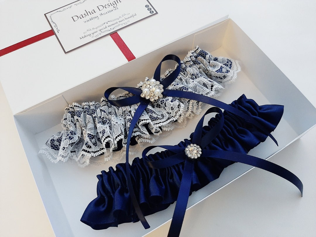 Wedding Garter Set, Blue Wedding Garter, Blue Garter, Blue Garter Set ...