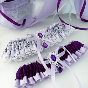 Wedding Garter, Lavender Lilac Wedding Garter Set, Bridal Garter ...
