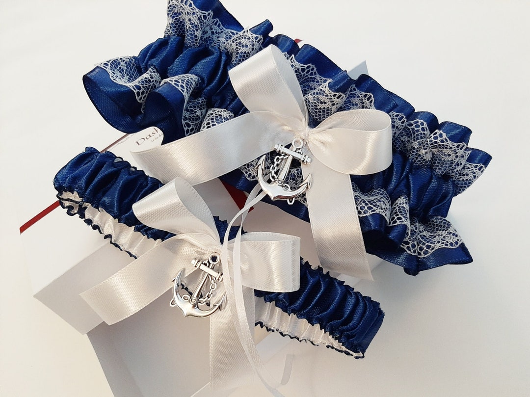 Navy Garter, Bridal Garter, Wedding Garter, Navy Blue Garter Set ...