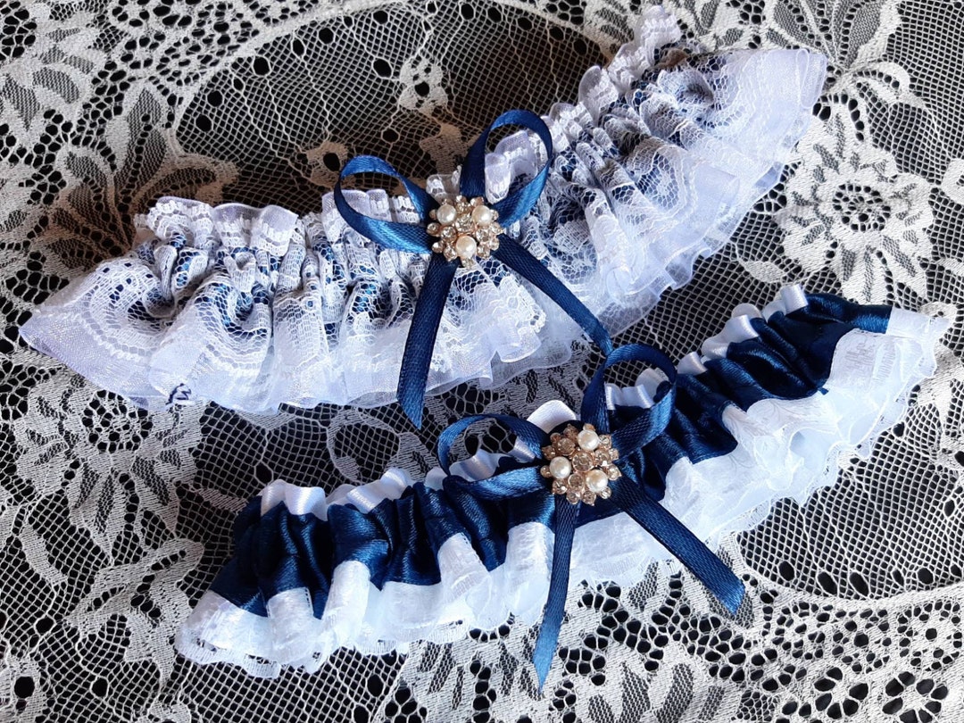 Navy Blue Bridal Garter Set, Wedding Garter Set, Bridal Garter, Wedding ...