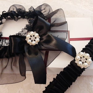 Black Garter, Black Wedding Garter, Bridal Garter Set, Wedding Garters ...