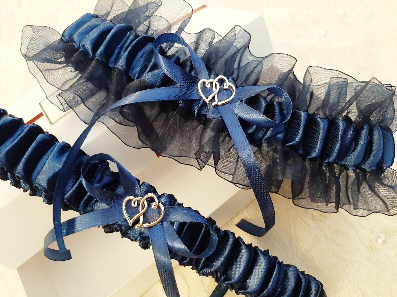 Navy Blue Bridal Garter Set, Wedding Garter Set, Blue Garter Set, Navy ...