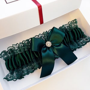 Hunter Green Wedding Garter Set, Hunter Bridal Garter, Garter Belt ...