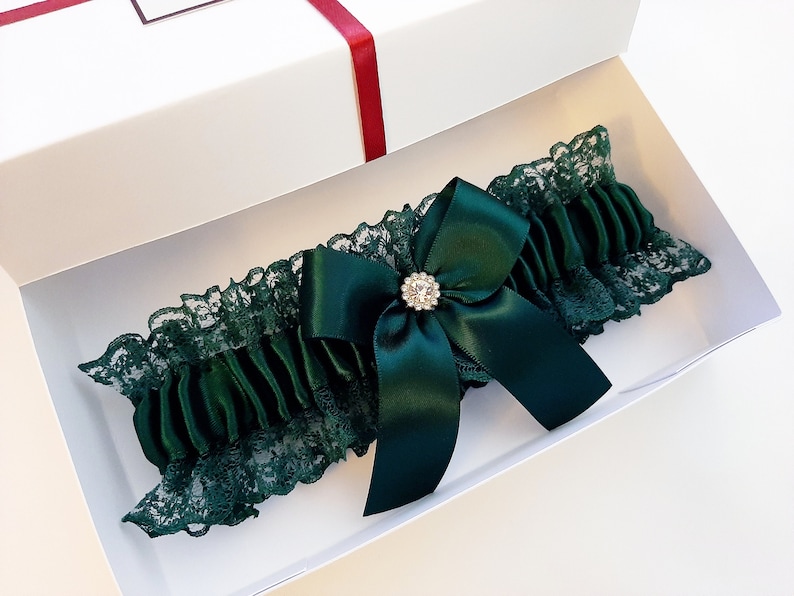 Hunter Green Wedding Garter Set, Hunter Bridal Garter, Garter Belt ...