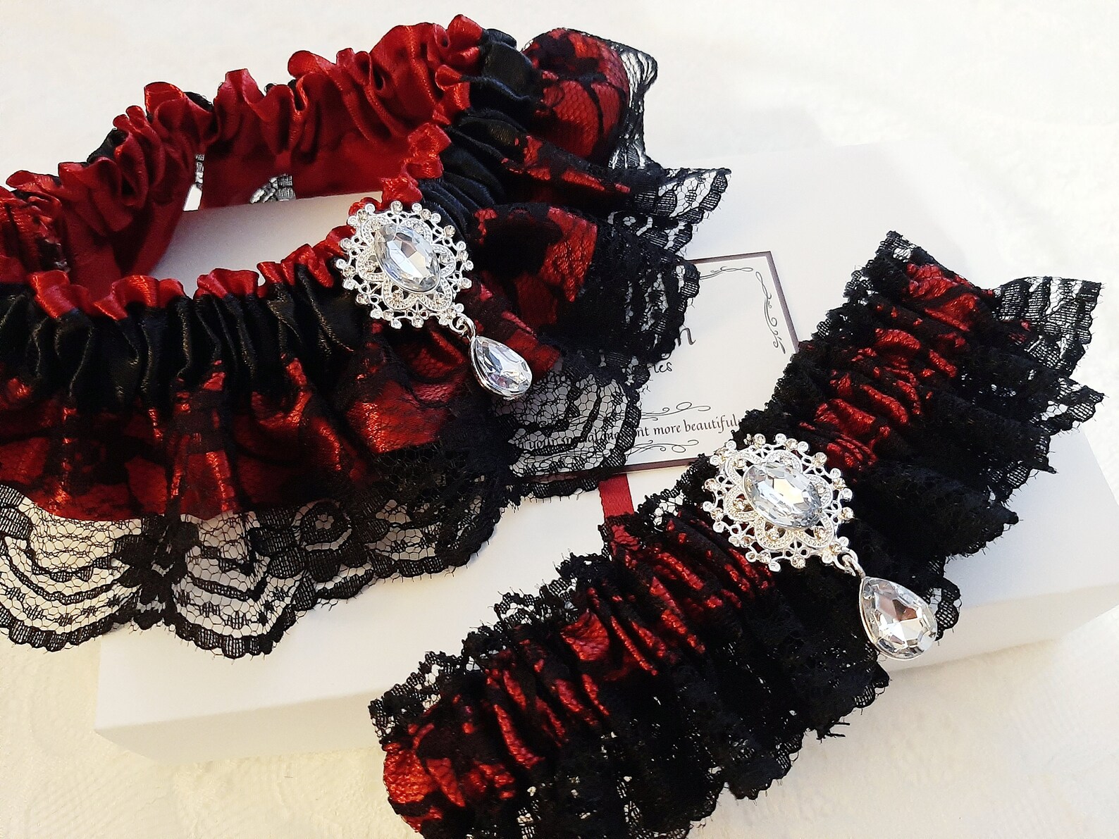 Black and Red Wedding Garter Garter Set Garter Belt Bridal - Etsy