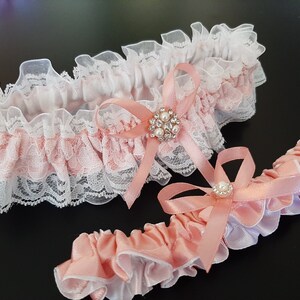 Coral Pink Wedding Garter Set, Lace Bridal Garter Set, Handmade ...