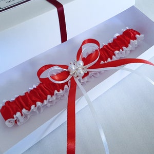 Red Wedding Garter Set, Lace Bridal Garter, Red Garter, Garter for ...