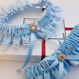 Blue Wedding Garter, Blue Bridal Garter Set, Garter Set, Garter for ...