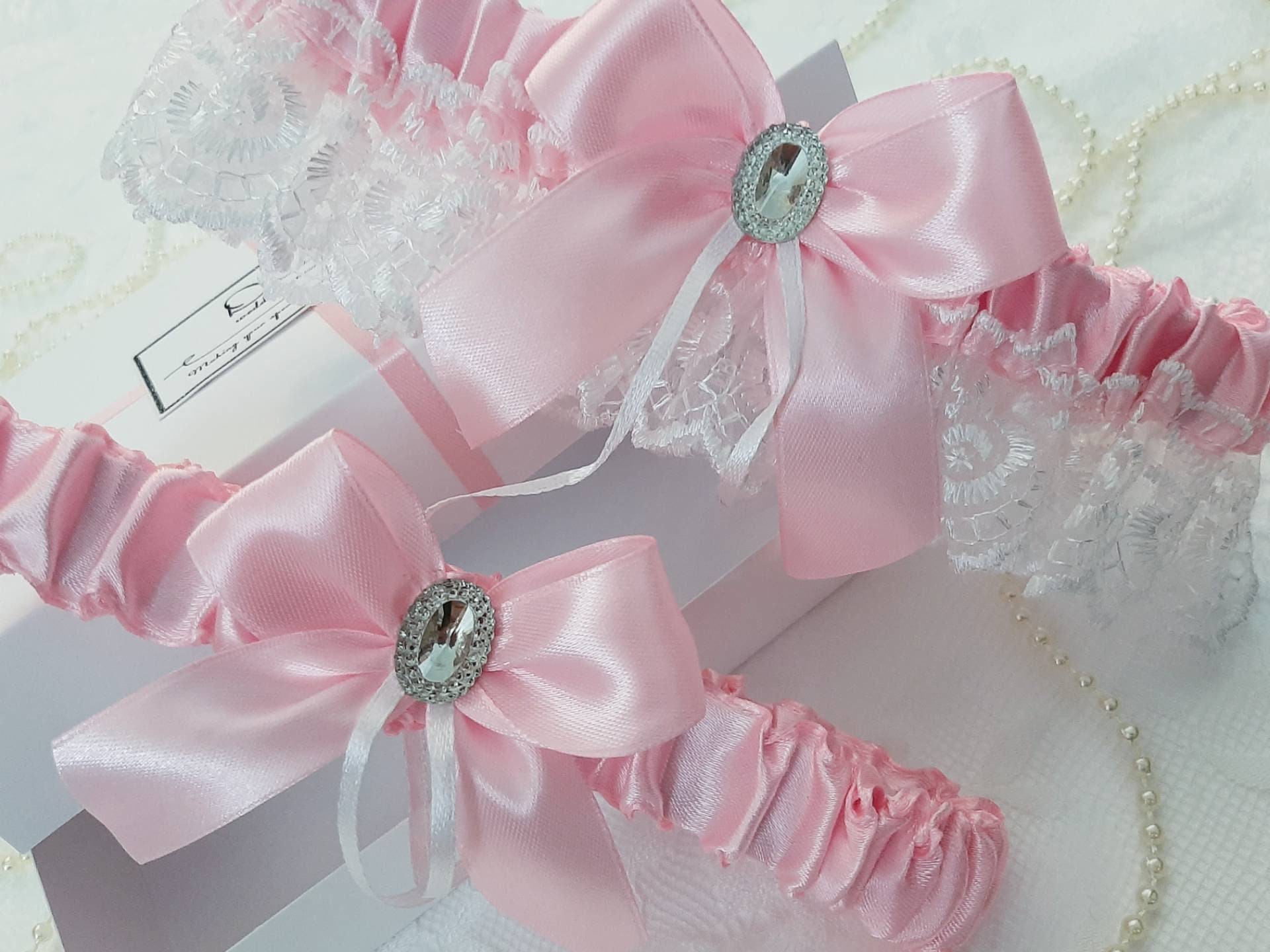 Pink Wedding Garter Set Bridal Garter Garter belt Pink | Etsy