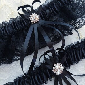 Black Garter Set, Wedding Garter Set, Black Wedding Garter, Black ...