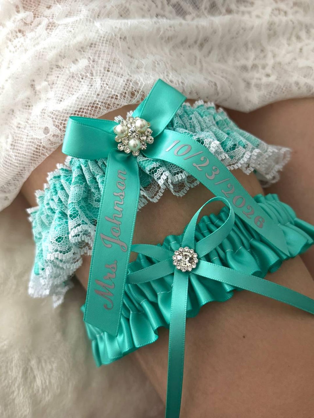 Wedding Garter Belt for Brides Bridal Garter Set Personalized Toss ...