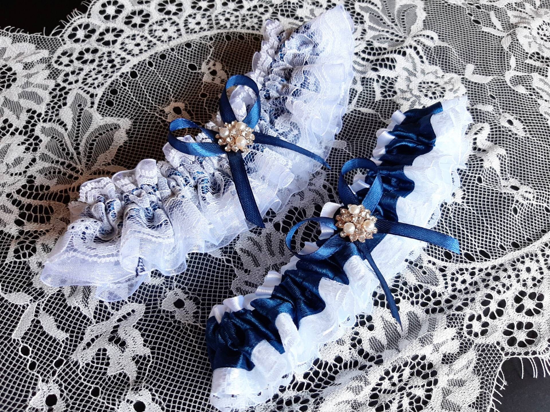 Navy Blue Bridal Garter Set Wedding Garter Set Bridal | Etsy