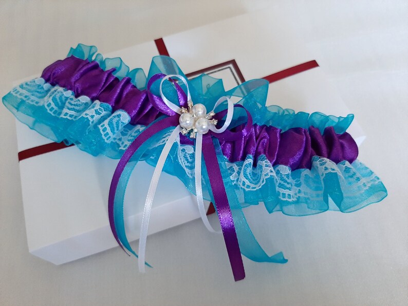 Turquoise Purple Wedding Garter Set Bridal Garter Set | Etsy