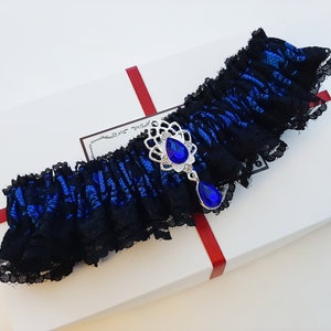 Black and Royal Blue Wedding Garter Set for Bride, Something Blue ...
