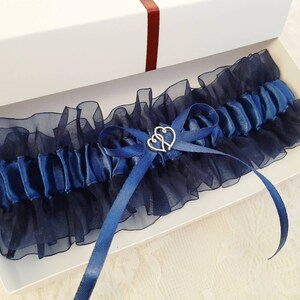 Navy Blue Bridal Garter Set, Wedding Garter Set, Blue Garter Set, Navy ...