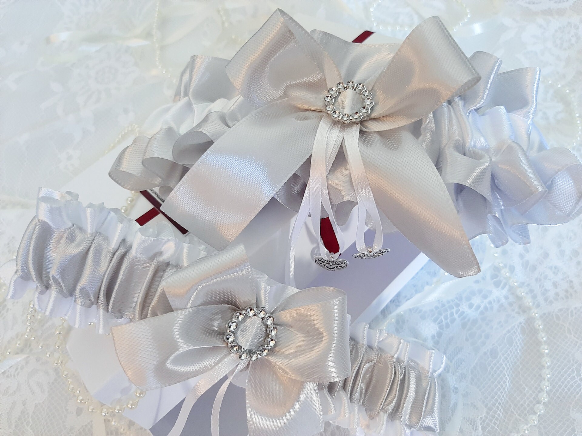Silver Gray Wedding Garter Set, Bridal Garter Set, Handmade ...