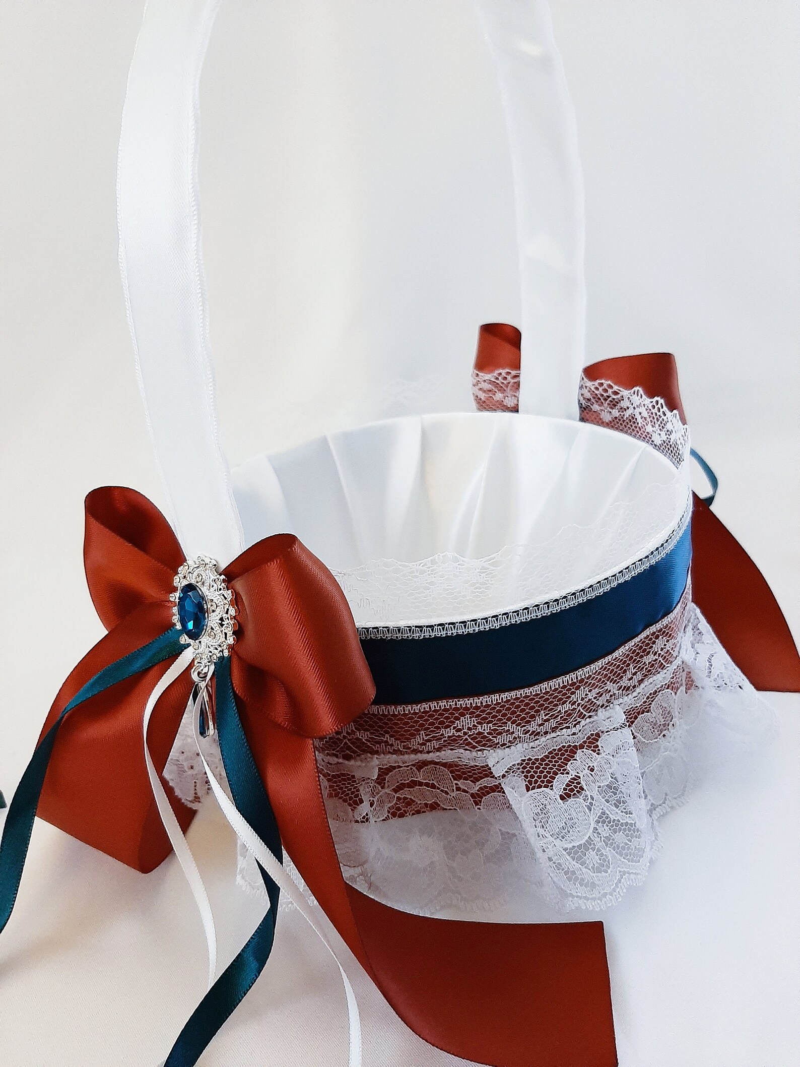 Rust and Teal Wedding Set, Flower Girl Basket and Ring Bearer Set ...