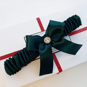 Hunter Green Wedding Garter Set, Hunter Bridal Garter, Garter Belt ...