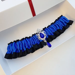 Black and Royal Blue Wedding Garter Set for Bride, Something Blue ...
