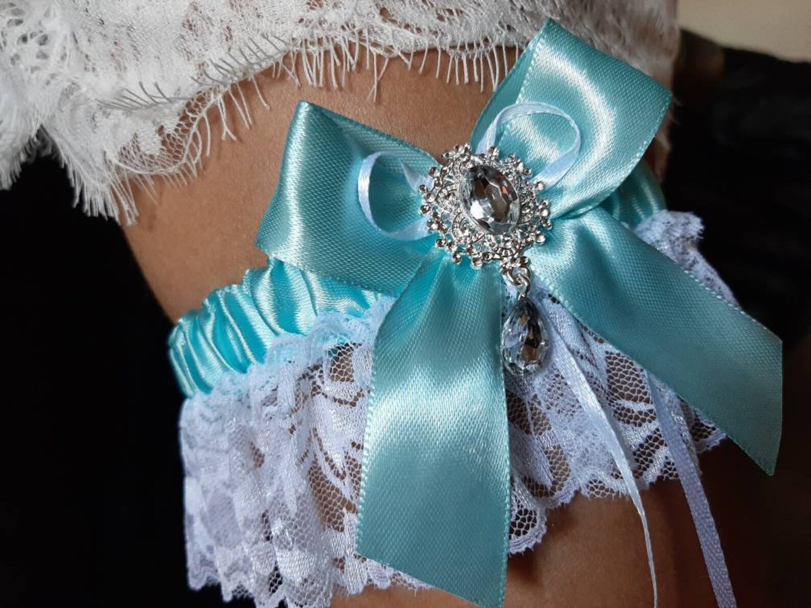 Misty Aqua turquoise Wedding Garter Set Lace Bridal Garter - Etsy