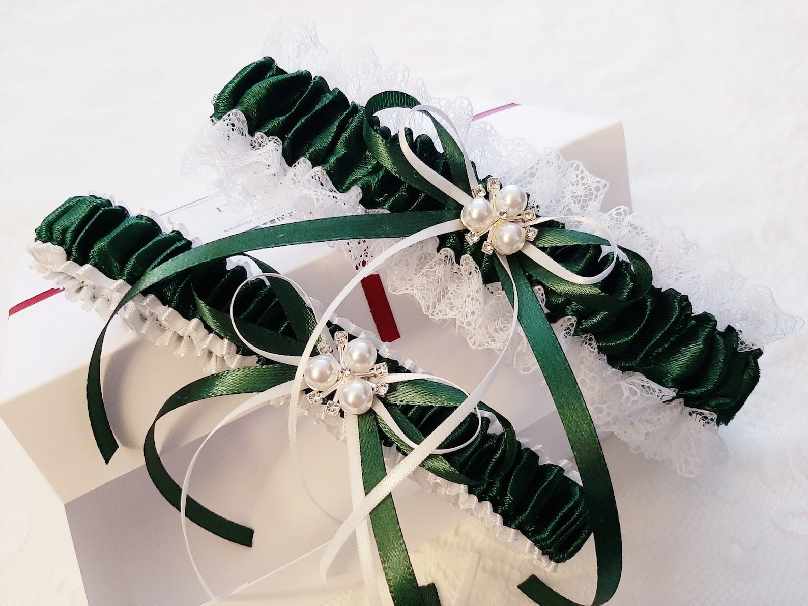 Emerald Wedding Garter Set, Dark Green Bridal Garter, Garter, Garter ...