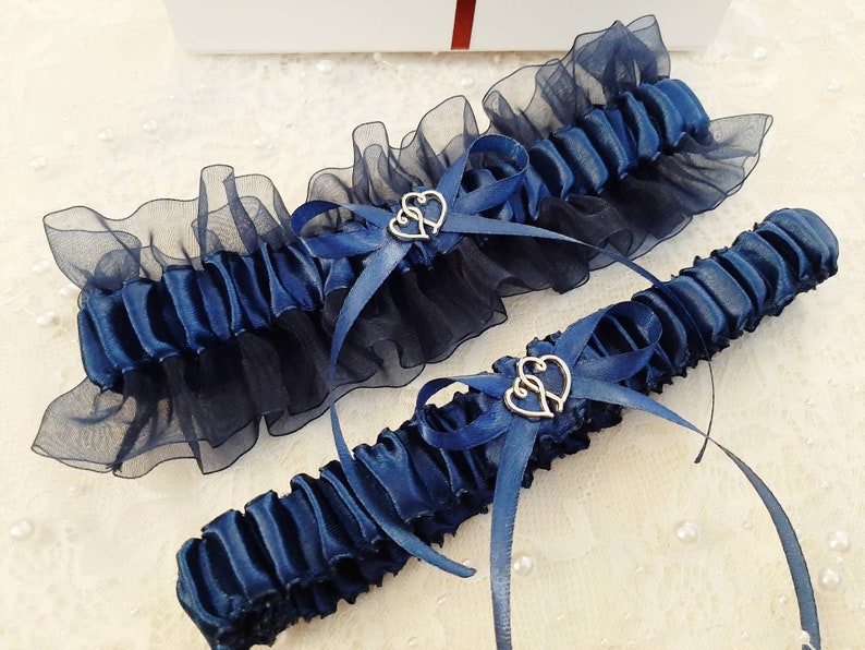 Navy Blue Bridal Garter Set Wedding Garter Set Blue Garter | Etsy
