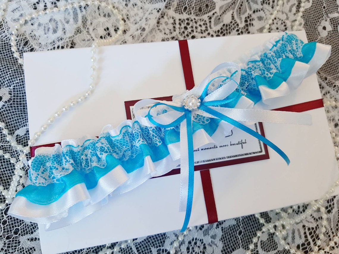 Turquoise Wedding Garter Set Turquoise Bridal Garter Set | Etsy