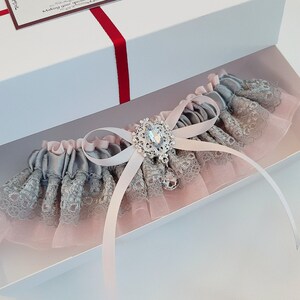 Garter for Bride, Wedding Garter, Wedding Garter Set, Silver Gray Pink ...