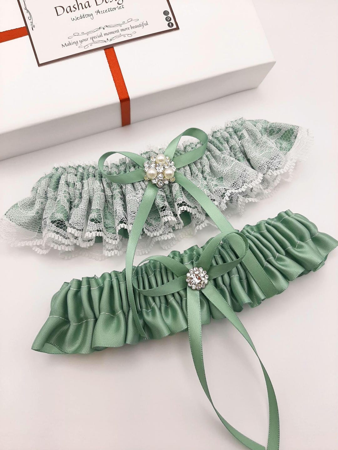 Wedding Garter Sage Bridal Garter Set, Garter, Garter for Bride ...
