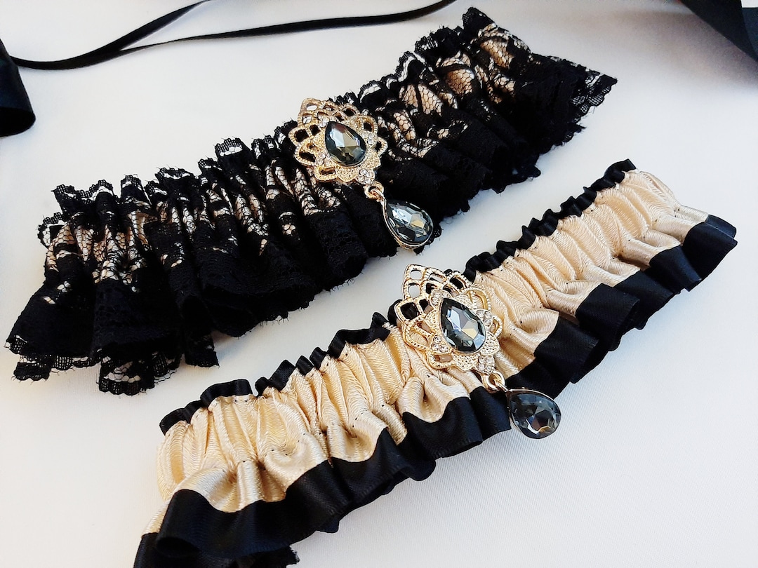 Black Wedding Garter, Garter Set, Garter Belt, Bridal Garter, Garters ...