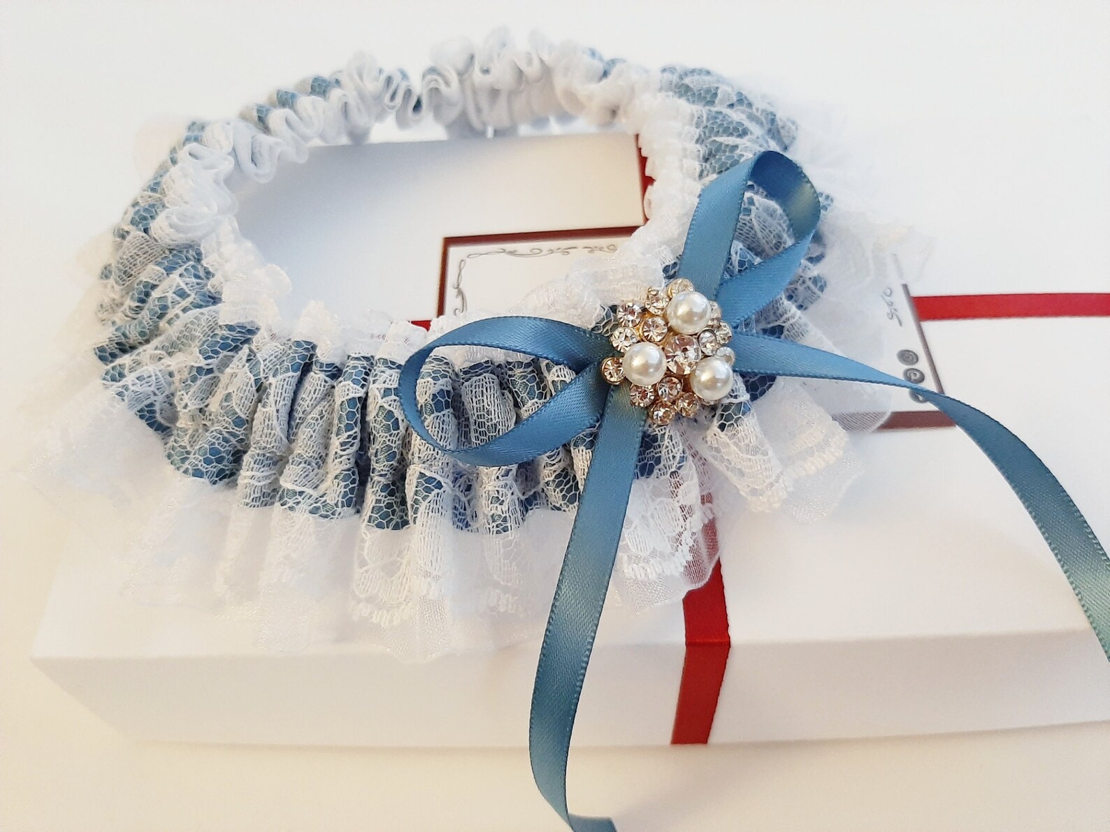 Dusty Blue Wedding Garter Set Lace Bridal Garter Set Blue | Etsy