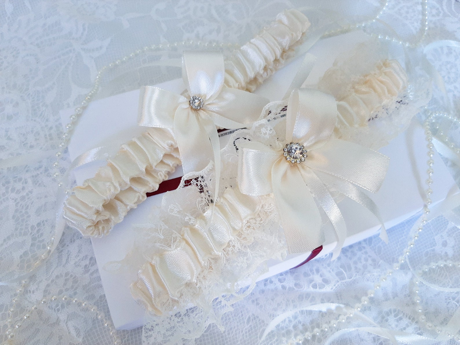 Ivory Garter Set Ivory Bridal Garter Ivory Wedding Garter - Etsy