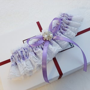 Lavender Wedding Garter Set, Lace Bridal Garter, Light Purple Wedding ...