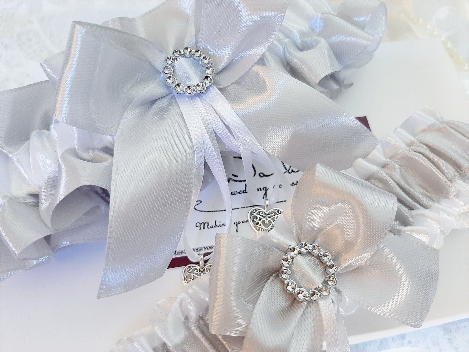 Silver Gray Wedding Garter Set, Bridal Garter Set, Handmade ...