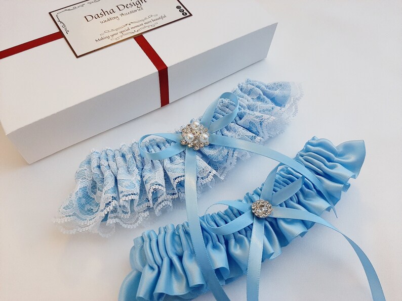 Blue Wedding Garter, Blue Bridal Garter Set, Garter Set, Garter for ...