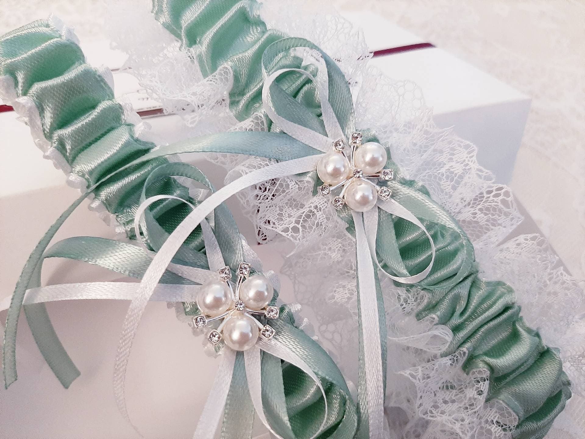Sage Green Wedding Garter Set, Wedding Garter, Garter Set, Bridal ...