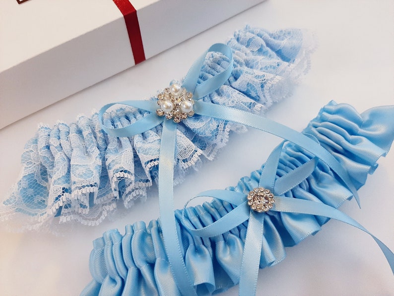 Blue Wedding Garter, Blue Bridal Garter Set, Garter Set, Garter for ...