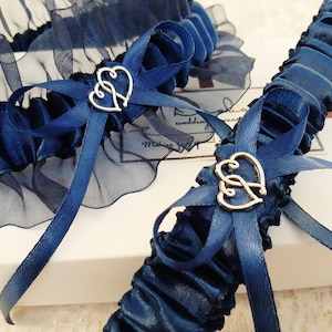 Navy Blue Bridal Garter Set, Wedding Garter Set, Blue Garter Set, Navy ...