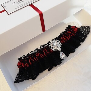 Black and Red Wedding Garter, Garter Set, Garter Belt, Bridal Garter ...