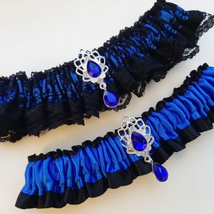 Black and Royal Blue Wedding Garter Set for Bride, Something Blue ...