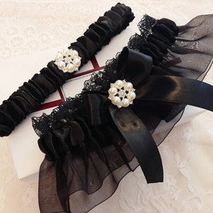 Black Garter, Black Wedding Garter, Bridal Garter Set, Wedding Garters ...
