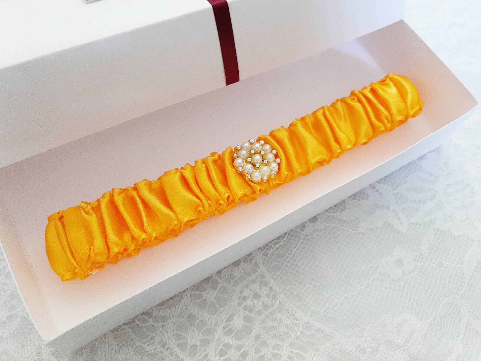 Golden Yellow Wedding Garter Set, Ivory Organza Bridal Garter Set ...