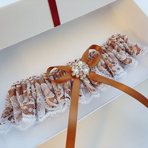 Copper Wedding Garter, Lace Bridal Garter Set, Garter for Bride, Garter ...