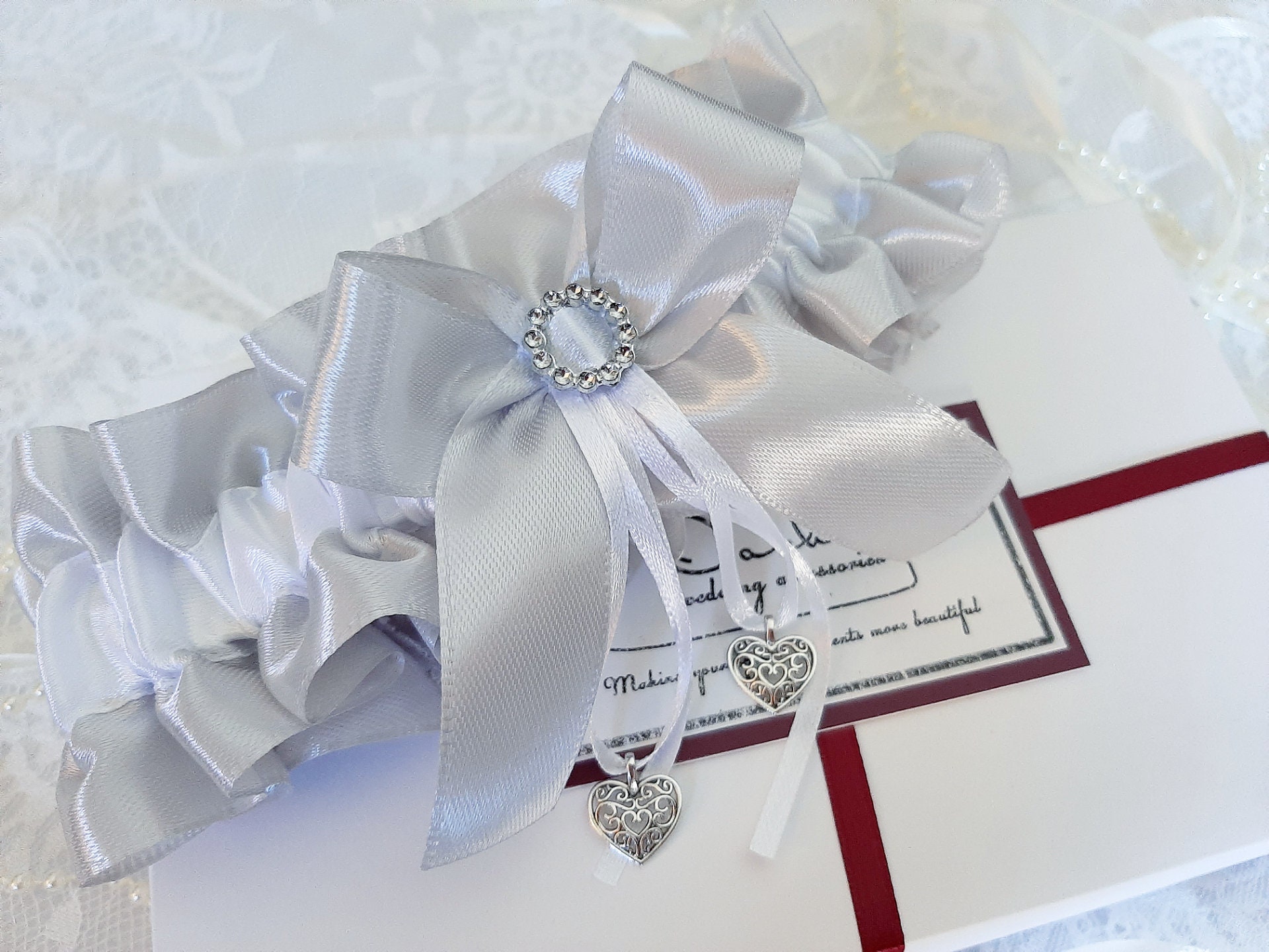 Silver Gray Wedding Garter Set, Bridal Garter Set, Handmade ...