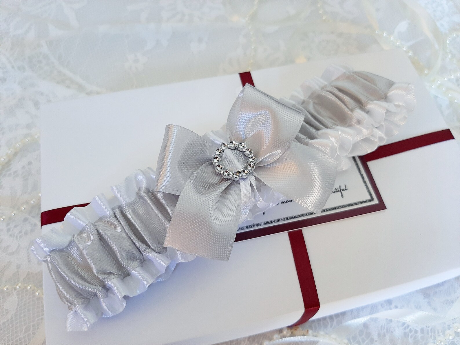 Silver Gray Wedding Garter Set, Bridal Garter Set, Handmade ...