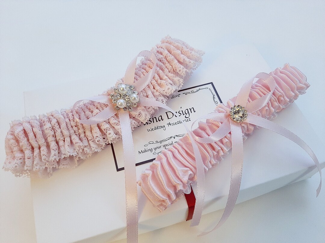 Blush Pink Garter, Wedding Garter Set, Wedding Garter, Lace Garter ...