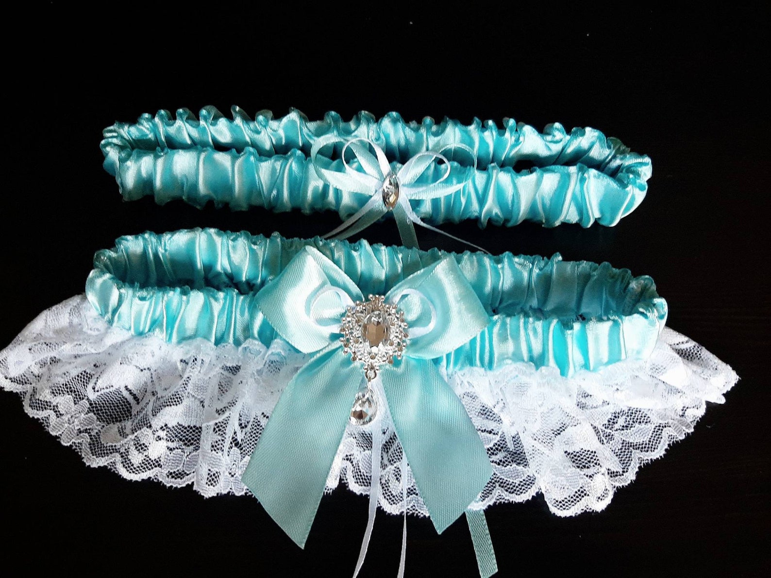 Misty Aqua turquoise Wedding Garter Set Lace Bridal Garter | Etsy