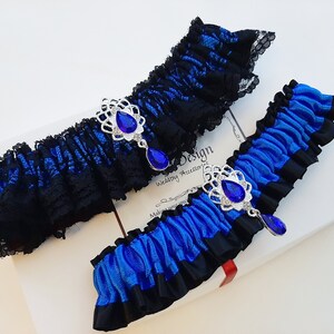 Black and Royal Blue Wedding Garter Set for Bride, Something Blue ...