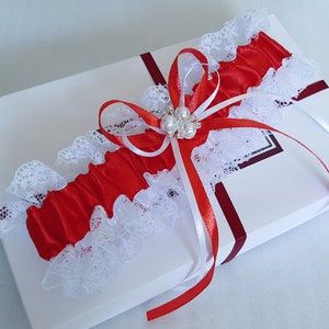 Red Wedding Garter Set, Lace Bridal Garter, Red Garter, Garter for ...