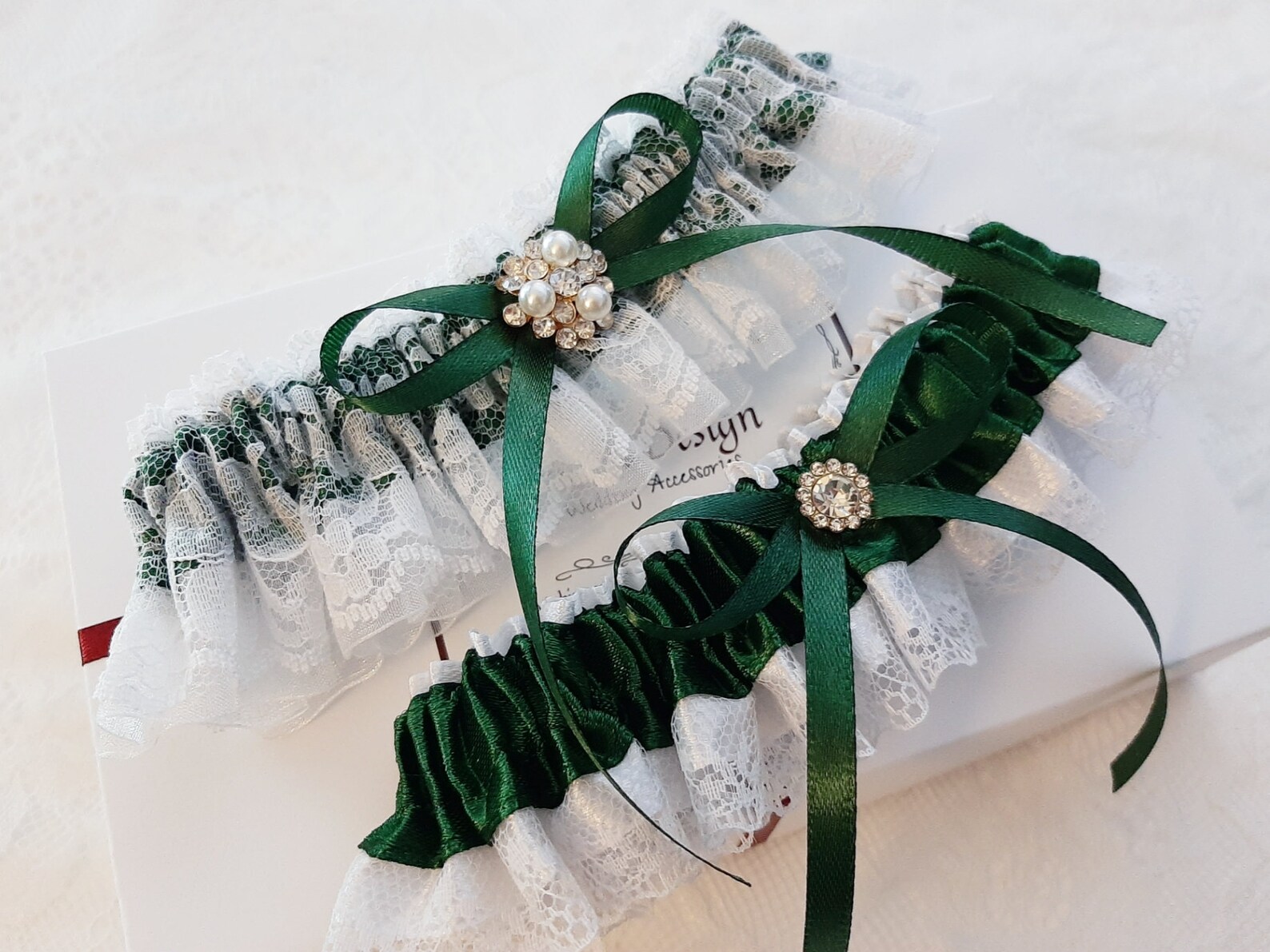 Emerald Dark Green Garter Set Lace Bridal Garter Dark Green - Etsy